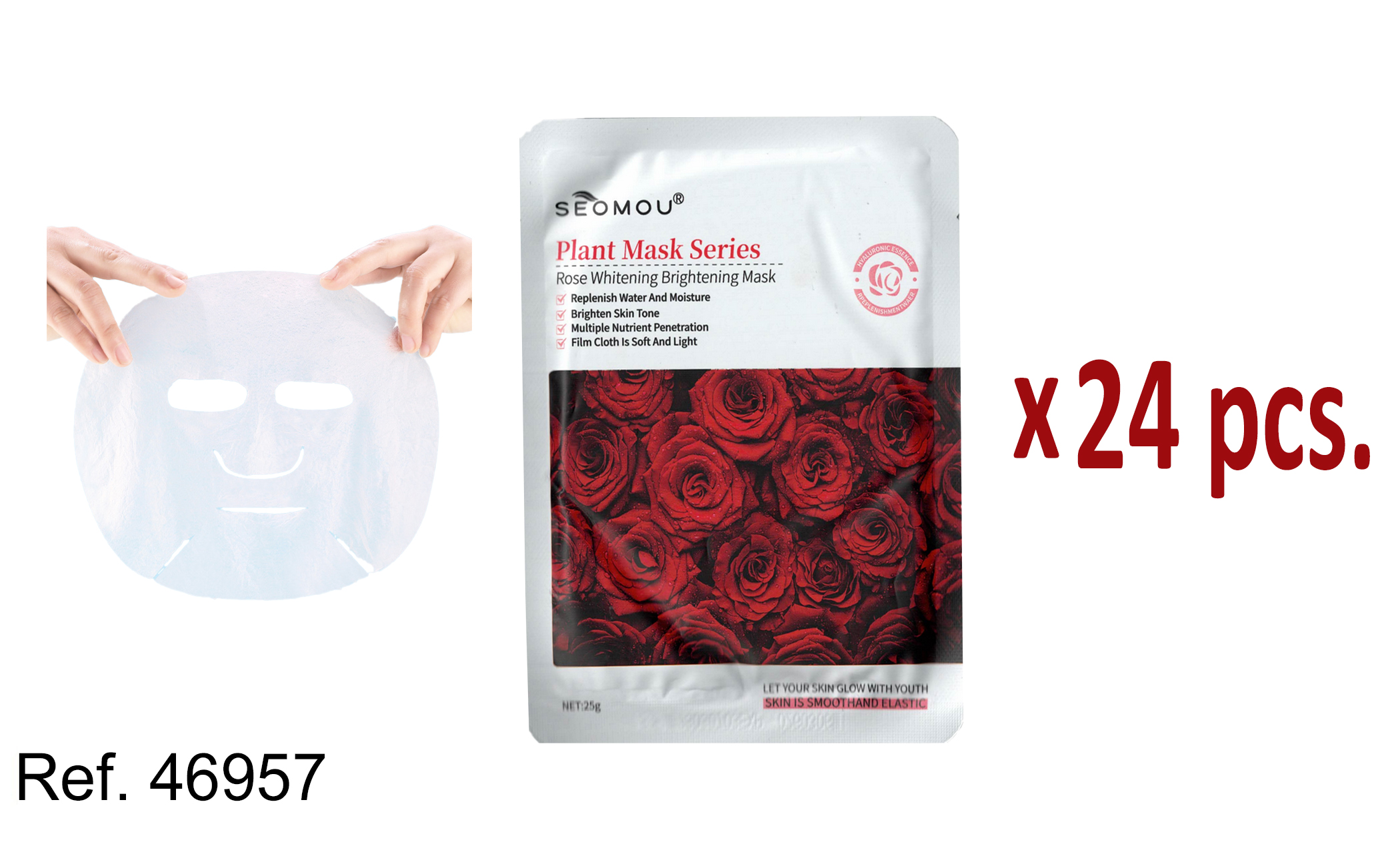 Ref. 46957 MASCARILLA FACIAL ILUMINADORA ROSAS Leticiawell